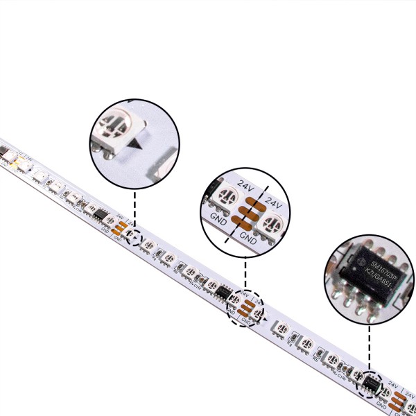 DC24V 10mm SM16703 16pixel 96led 5050RGB pixel led strips - July Lighting