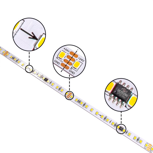 DMX512 TM512B3 DC24V 2835 white color 120led digital led strips - July ...